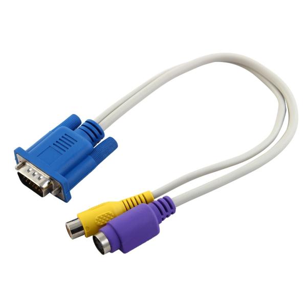 【本商品は海外出荷】お届けは通常20-30日を頂いております。製品名: VGAーRCA SビデオTVアダプターケーブル コネクタータイプ: VGAオスーRCA S-ビデオメスカラー :ホワイト ブルー パープル イエロー 全長：320mm素...