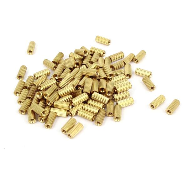 【本商品は海外出荷】お届けは通常20-30日を頂いております。製品名：スペーサー;ねじサイズ：M2メスOverrallサイズ（約）：7 x 3mm（L * 最大D）;材質：真鍮カラー：ゴールドトーン純重量：28gパッケージ内容：100xスペーサー