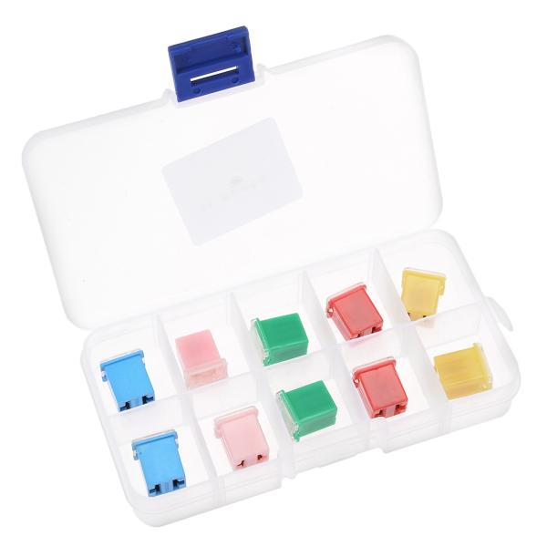 【本商品は海外出荷】お届けは通常20-30日を頂いております。定格電圧：32V。 定格電流：20、30、40、50、60Amp本体材質：プラスチック。 パッケージ内容：10×カーヒューズ（各Amp2個）合計サイズ：14 mm x 12 mm...