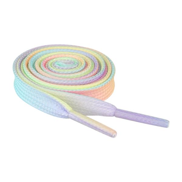 【本商品は海外出荷】お届けは通常20-30日を頂いております。[フラットシューレース] ポリエステル製。耐久性があり丈夫なフラットシューレースはデイリーユースにおすすめです。[ マルチカラー ] レインボーまたは迷彩柄のデザインの靴ひもは、...