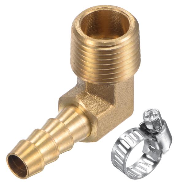 【本商品は海外出荷】お届けは通常20-30日を頂いております。L字型の90度のとげのあるパイプ継手は、2つの直径サイズのパイプを異なる方向に結合するためのカップリングです。ねじサイズ：3/8 NPT オス; バーブ外径：9 mm; エルボー...