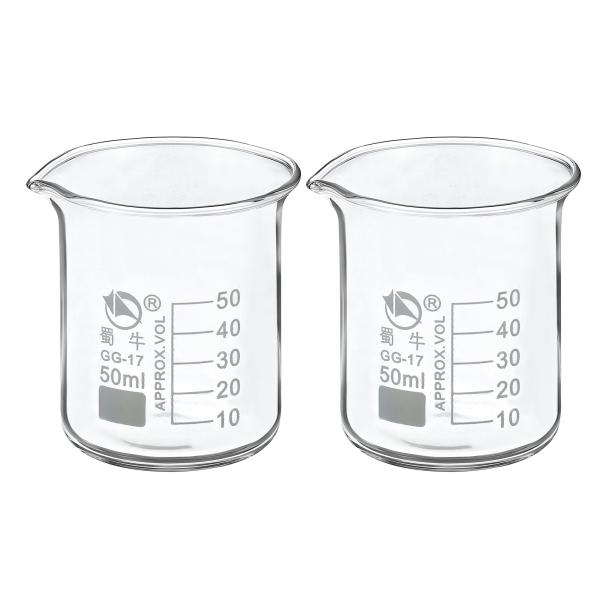 【本商品は海外出荷】お届けは通常20-30日を頂いております。仕様：容量：50ml; 最小スケール値：10ml; 材質：ホウケイ酸ガラス; 最高気温：摂氏400度; 全体のサイズ：46mmx60mm; パッケージの内容：2 x ガラスビーカ...