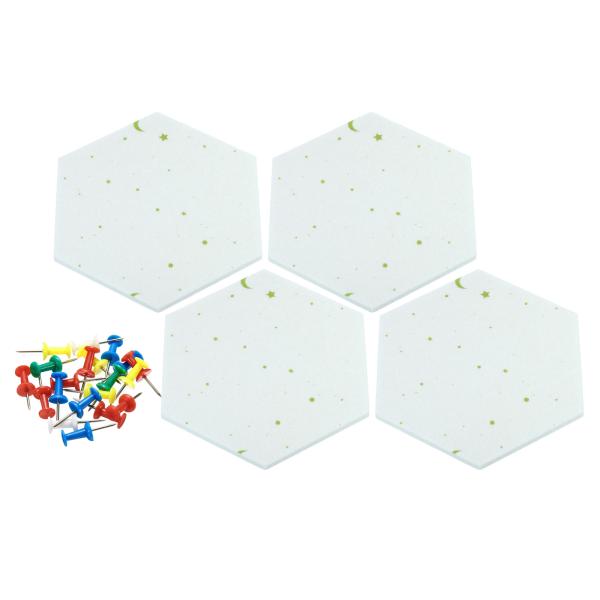 【本商品は海外出荷】お届けは通常20-30日を頂いております。カラー：ホワイト; 全体サイズ:220 x 190 x 9 mm(L x W x H); パッケージ内容：4 個 x 六角フェルト板タイル 20 個 x プッシュピン利点：厚くて...