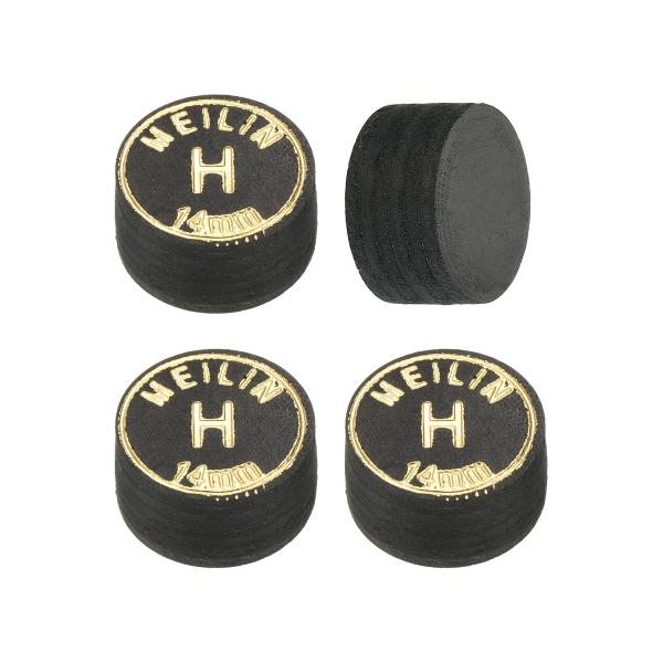 【本商品は海外出荷】お届けは通常20-30日を頂いております。スタイル: H (ハード);カラー：ブラック;直径: 14 mm;パッキングリスト: 4個 x 積層ビリヤードキューヒント利点: 1. 多層プールスティックチップはフェイクレザー...