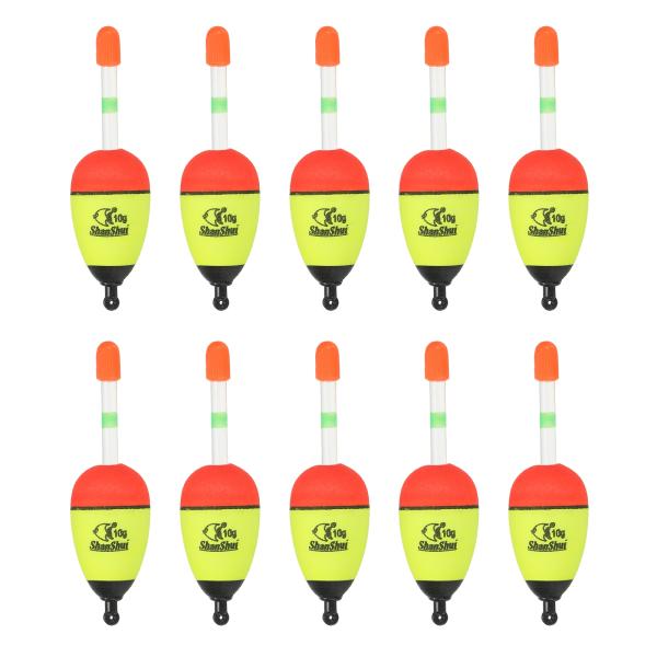 【本商品は海外出荷】お届けは通常20-30日を頂いております。サイズ: 浮力: 10g / 0.4オンス; 直径：27 mm; 全体の長さ：95 mm; パッキングリスト: 10 x フィッシングスリップボバー利点: フロートの上部にはサイ...