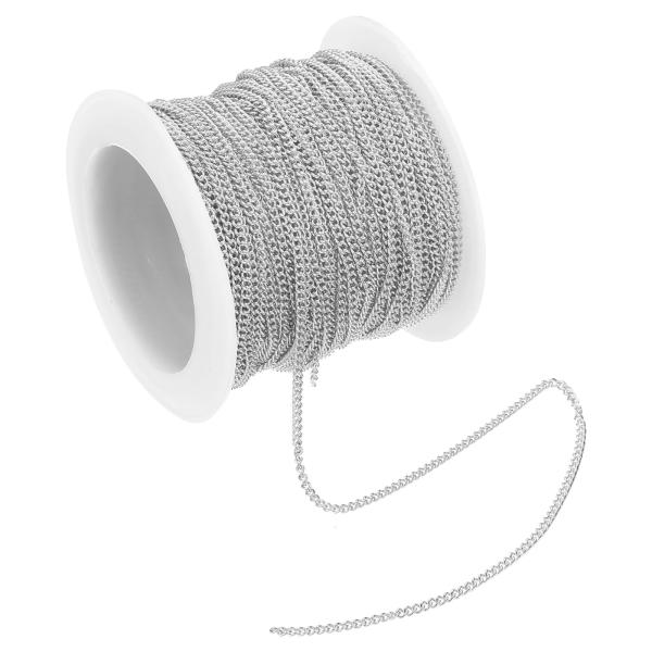 【本商品は海外出荷】お届けは通常20-30日を頂いております。色：シルバートーン；材質：電気メッキ銅；長さ：10M/32.8Ft。シングルチェーンのサイズ：2x1.5x0.3mm(長さ*幅*高さ)。パッケージリスト：ジュエリー作成用ケーブル...