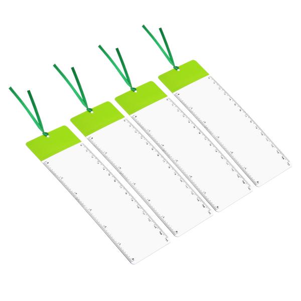 【本商品は海外出荷】お届けは通常20-30日を頂いております。カラー:緑, クリア; 材料: PVC; サイズ： 190mmx65mmx0.5mm; 包装内容明細書：4個入り x しおり拡大鏡定規付き利点： 1.ブックマークには透明な定規も...