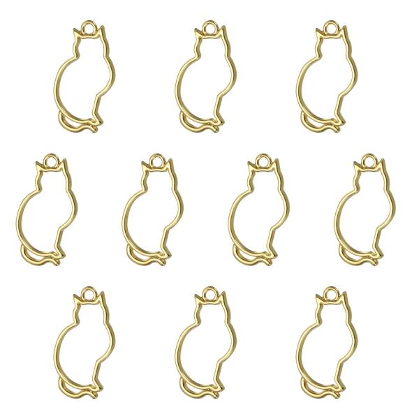 【本商品は海外出荷】お届けは通常20-30日を頂いております。カラー：金、形状：猫の形、サイズ：36x19x3.5mm(L*W*H)、パッキングリスト：20個x樹脂のオープンベゼル利点：これらのオープンバックフレームペンダントは耐久性のある...