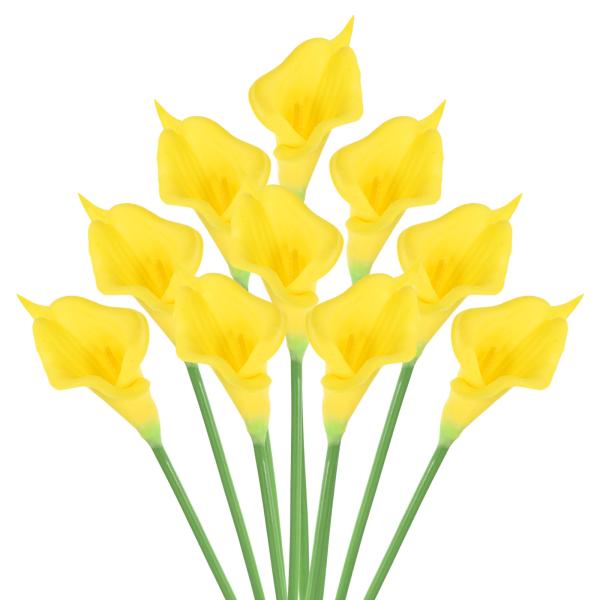 【本商品は海外出荷】お届けは通常20-30日を頂いております。カラー: イエロー; サイズ: 34 x 10 cm(L*W); パッキングリスト: 10個 x フェイクカラーリリー利点: 人工オランダカイウはPUとプラスチックでできており、...