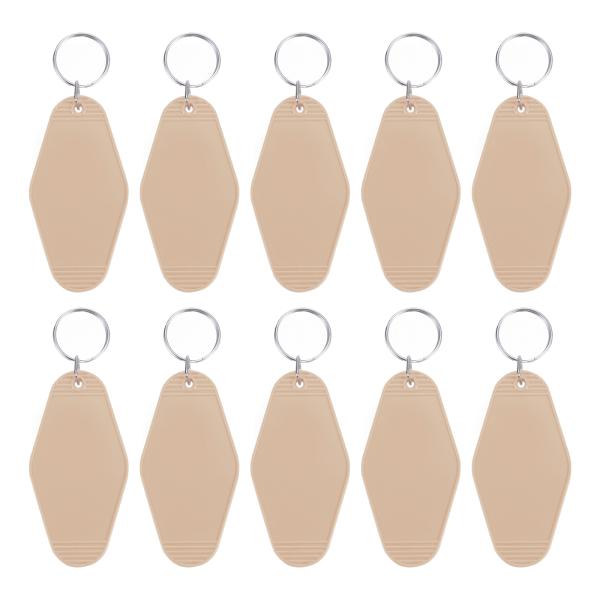 【本商品は海外出荷】お届けは通常20-30日を頂いております。キーホルダーの直径：24mm；全体のサイズ:90x45x4mm(長さx幅x厚さ)；パッキングリスト：10xブランクモーテルキーチェーン利点：このモーテルキーチェーンは両面が空白で...