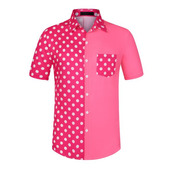 【本商品は海外出荷】お届けは通常20-30日を頂いております。水玉パッチワークデザイン、レギュラーフィット、ボタン留め、半袖、サマーアロハシャツ。パッチワークのデザインは、水玉模様と無地、クラシックなパターン、素晴らしい魅力的な外観を組み合...