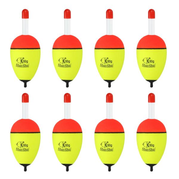 【本商品は海外出荷】お届けは通常20-30日を頂いております。素材：EVA、浮遊量:80g / 2.8 oz、直径：50 mm、チューブ内径：10 mm、全長：125 mm、パッキングリスト:8 x フィッシングスリップボバー利点：フ ロー...