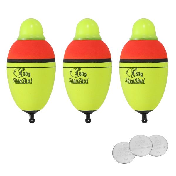 【本商品は海外出荷】お届けは通常20-30日を頂いております。素材：EVA；浮力：60g / 2.1oz；直径：45mm / 1.77インチ；全長：100mm / 3.94インチ；パッキングリスト：ライト付き釣り用スリップボバー × 3利点...