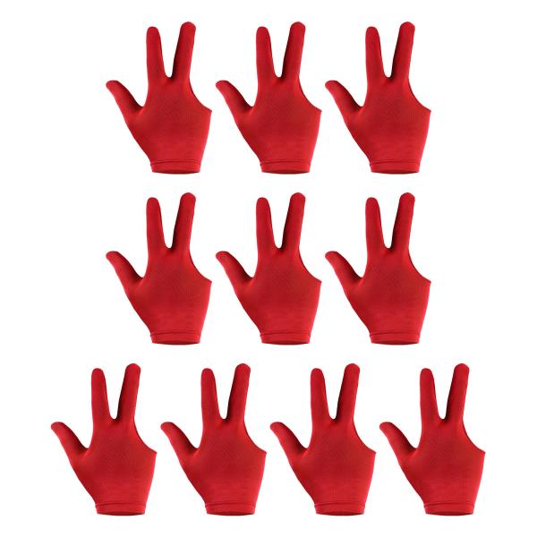 【本商品は海外出荷】お届けは通常20-30日を頂いております。色: 赤色; 全体サイズ: 190x100mm/ 7.5x3.9 “ (縦×横); パッキングリスト: 10個 x 3本指プールグローブ特徴: ビリヤードプールシューターグローブ...