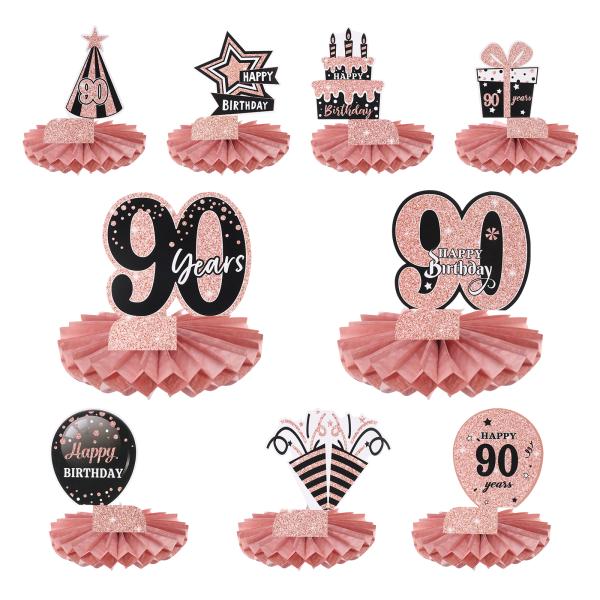 【本商品は海外出荷】お届けは通常20-30日を頂いております。パッケージ内容：90歳の誕生日のテーブルセンターピースを1セット受け取ります。取扱説明書、9枚のパターン入りカードボード、9個の紙ハニカ ムが含まれています。特徴：誕生日のテーブ...