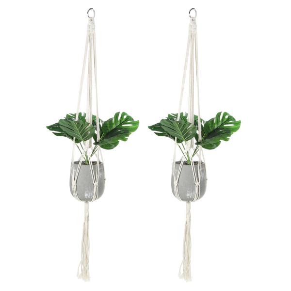 【本商品は海外出荷】お届けは通常20-30日を頂いております。サイズ：カラー：ホワイト; 素材: コッ トン + 木材; サイズ：100x30cm (L*W); パッケージ内容: 室内用マクラメプラントハンガー x 2利点: この屋内植物用...