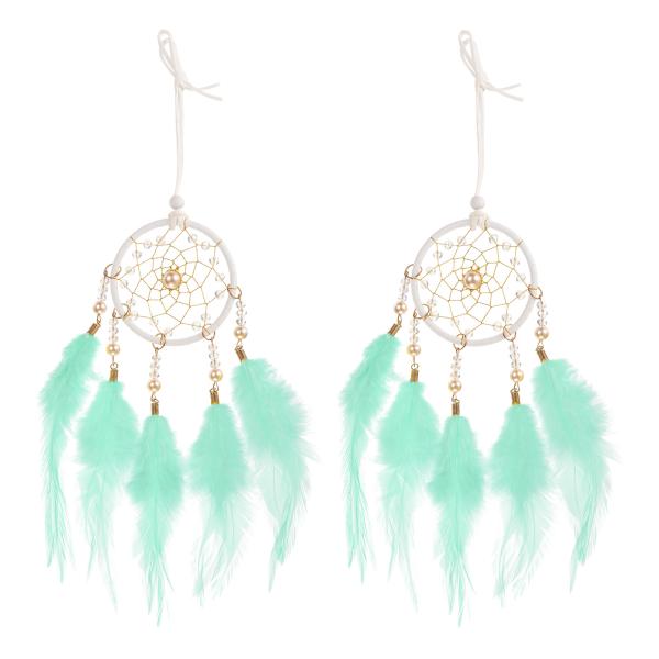 【本商品は海外出荷】お届けは通常20-30日を頂いております。サイズとパッケージ:パッケージには、水晶ビーズが付いた白色の小さな手作りドリームキャッチャー2個が含まれます。金属製の円の直径は70mm、金属製の円と羽根の長さは25cm、ロープ...