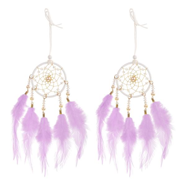 【本商品は海外出荷】お届けは通常20-30日を頂いております。サイズとパッケージ:パッケージには、水晶ビーズが付いた白色の小さな手作りドリームキャッチャー2個が含まれます。金属製の円の直径は70mm、金属製の円と羽根の長さは25cm、ロープ...