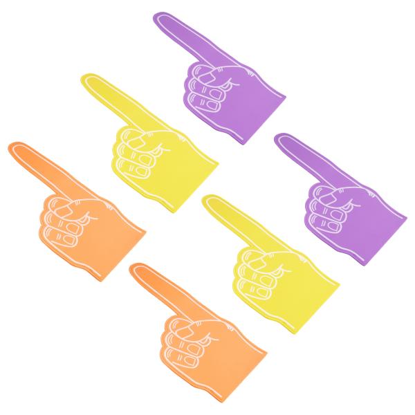 【本商品は海外出荷】お届けは通常20-30日を頂いております。カラー: レッド、オレンジ、紫。素材: EVA。全体のサイズ: 46 x 23.5cm / 18 x 9.2" (長さ*幅)。パッケージ内容: 巨大フォームフィンガー6個(色ごと...