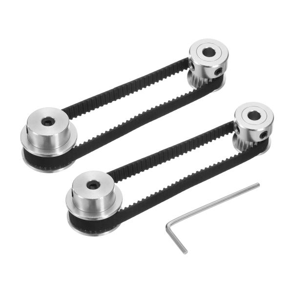 【本商品は海外出荷】お届けは通常20-30日を頂いております。パッケージ内容: 30歯同期ホイール2個、20歯同期ホイール2個、タイミングベルト2本（長さ200mm幅6mm）、ネジ4本、M2六角レンチ1本が含まれています。素材: 同期ホイー...