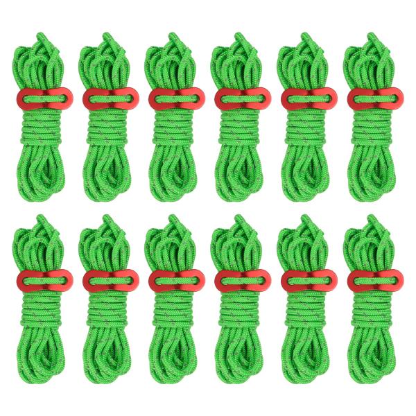 【本商品は海外出荷】お届けは通常20-30日を頂いております。ロープ直径: 4mm / 0.16"; 全長: 4メートル / 13フィート; パッキングリスト: 1セット - 12 x テントロープ &amp; 12 x アルミコードアジャ...