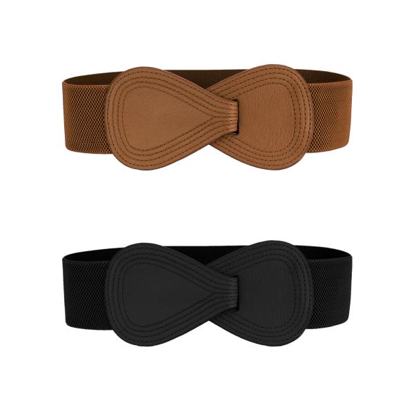 【本商品は海外出荷】お届けは通常20-30日を頂いております。素材: フェイクレザーとゴムバンド、細かいエッジステッチが施されており、柔らかく着心地が良いです。 2個、同じサイズ、異なる色、メインは黒で、毎日の服装に簡単に合わせることができ...