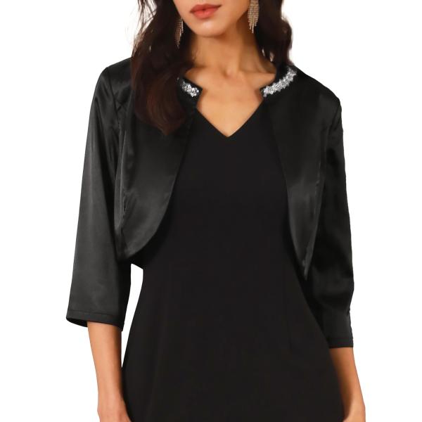 【本商品は海外出荷】お届けは通常20-30日を頂いております。クロップ丈とパールのスパンコール装飾が魅力の Womlayout のサテン シュラッグで、群衆の中で輝くスターになりましょう。Womlayout の優雅さを体現。このフォーマル ...