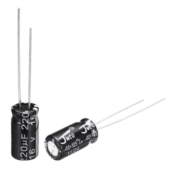 【本商品は海外出荷】お届けは通常20-30日を頂いております。アルミ電解コンデンサ 220uF 16V 15個入り広い動作温度範囲 -40℃〜+105℃ 静電容量許容差 ±20%外形サイズ 直径6mm×長さ12mm 2.5mm穴間隔対応TV...