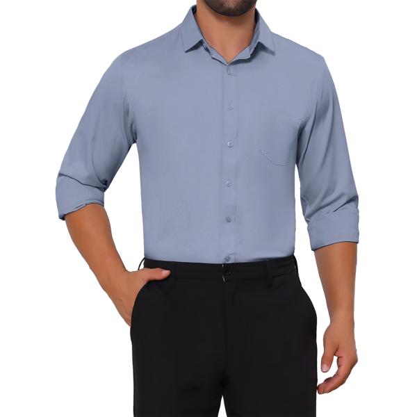 【本商品は海外出荷】お届けは通常20-30日を頂いております。【デザイン】この無地のドレスシャツは、シャープなポイントカラーでオフィスの装いを高めます。【ビジネススタイル】テーラードスーツと合わせて会議に着用したり、袖をまくって仕事後のパー...