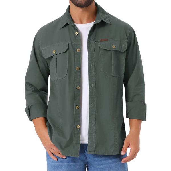 【本商品は海外出荷】お届けは通常20-30日を頂いております。【デザイン】補強ステッチと二重胸ポケットを備えたこのユーティリティシャツは、本物のワークウェアの魅力と現代的な快適さを兼ね備えています。【カジュアルスタイル】クラシックなボタンア...