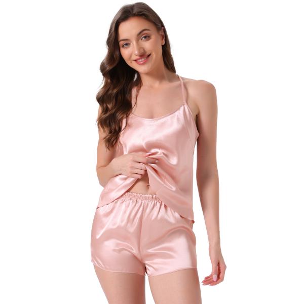 【本商品は海外出荷】お届けは通常20-30日を頂いております。素材：このレディースラウンジウェアは、贅沢なシルクサテン素材（ポリエステル100%）を使用。涼しく、軽く、滑らかで、より肌触りの良い着心地です。特徴：柔らかなレースのレーサーバッ...