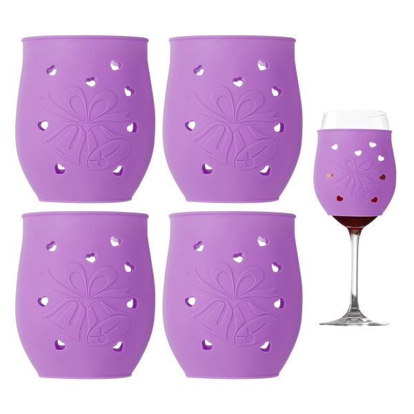 【本商品は海外出荷】お届けは通常20-30日を頂いております。パッケージ＆サイズ: 85 x 77mm/3.3 x 3" (長さ*幅)の上質なシリコンワイングラスカバー4個セットです。10.1-14.2ozのレッドワイングラスに適しており、...