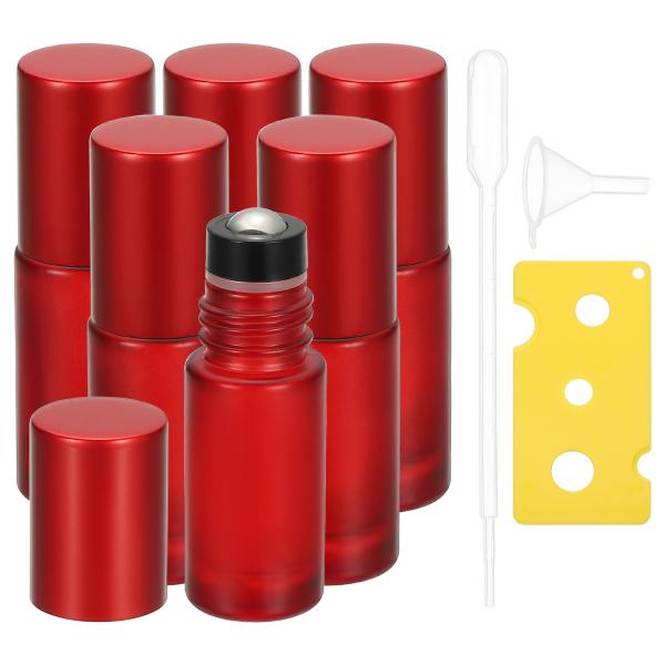 【本商品は海外出荷】お届けは通常20-30日を頂いております。パッケージ内容とサイズ：ガラス製ローラーボトル6個、ボトルオープナー1個、ファンネル1個、ストロー1本が含まれます。ローラーボトルのサイズは6.3 x 2 cm/2.5 x 0....