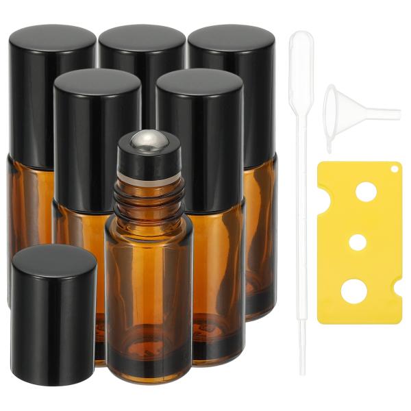 【本商品は海外出荷】お届けは通常20-30日を頂いております。パッケージ内容・サイズ：ガラス製ローラーボトル6個、ボトルオープナー1個、ファンネル1個、ストロー1本が含まれます。ボトルサイズは6.3 x 2 cm/2.5 x 0.8インチ（...