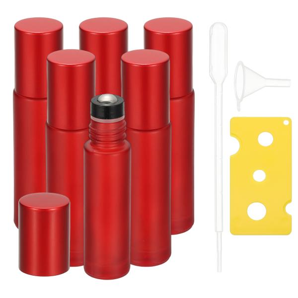 【本商品は海外出荷】お届けは通常20-30日を頂いております。パッケージ内容・サイズ: ガラス製エッセンシャルオイルローラーボトル6個、ボトルオープナー1個、ファンネル1個、ストロー1本が含まれます。ボトルサイズは8.6 x 2 cm/3....