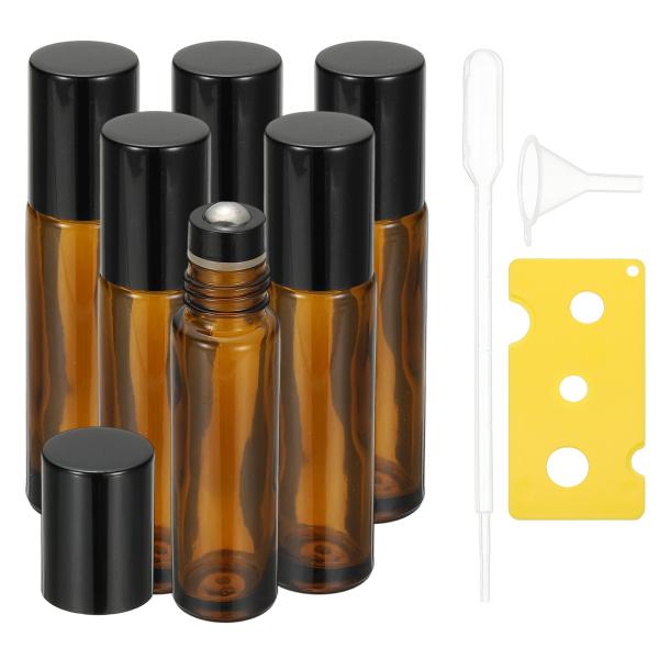 【本商品は海外出荷】お届けは通常20-30日を頂いております。パッケージ内容・サイズ：ガラス製ローラーボトル6個、ボトルオープナー1個、ファンネル1個、ストロー1本が含まれます。ボトルサイズは8.6 x 2 cm/3.4 x 0.8インチ（...