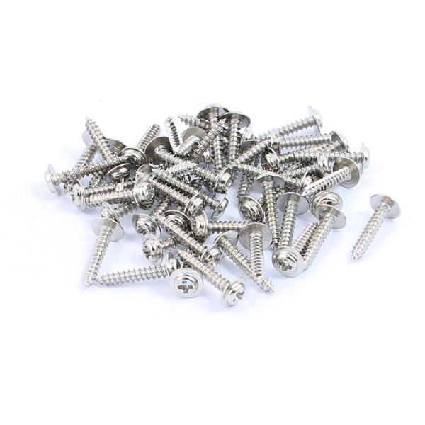 【本商品は海外出荷】お届けは通常20-30日を頂いております。; 材質：ステンレス鋼純重量: 14g; パッケージ内容: 50x セルフタッピングネジメインカラー：シルバートーン; フィリップスヘッドのサイズ(ワッシャーを含む): 5 x ...