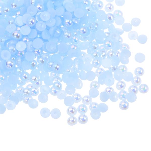 【本商品は海外出荷】お届けは通常20-30日を頂いております。サイズ - 直径：4mm; カラー：カラフルなブルー; 500 x ハーフパールビーズ材質 - 半円真珠は上質なプラスチック素材を使用しており、カラフルで色あせしにくく、表面が滑...