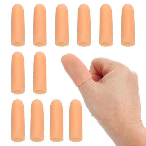 【本商品は海外出荷】お届けは通常20-30日を頂いております。カラー：ベージュ、素材: シリコン、サイズ：50 x 15mm、パッキングリスト:12個 x シリコン指カバー利点：シリコン製のジェル指プロテクターは肌に潤いを与え、再利用可能で...