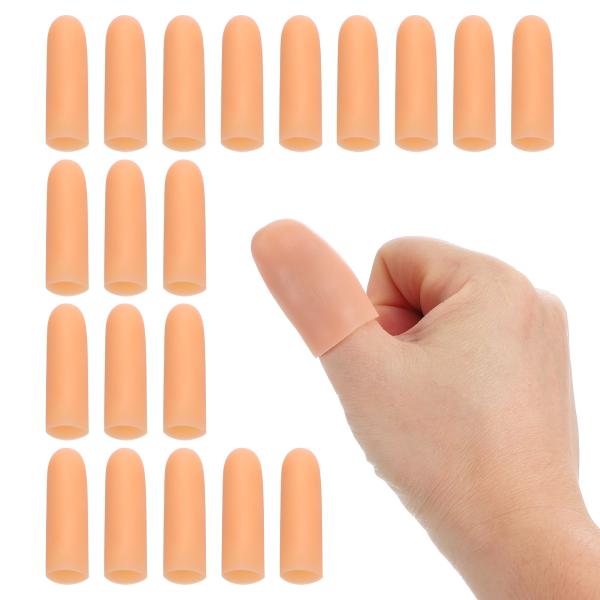 【本商品は海外出荷】お届けは通常20-30日を頂いております。カラー：ベージュ、素材: シリコン、サイズ：50 x 15mm、パッキングリスト:20個 x シリコン指カバー利点：シリコン製のジェル指プロテクターは肌に潤いを与え、再利用可能で...