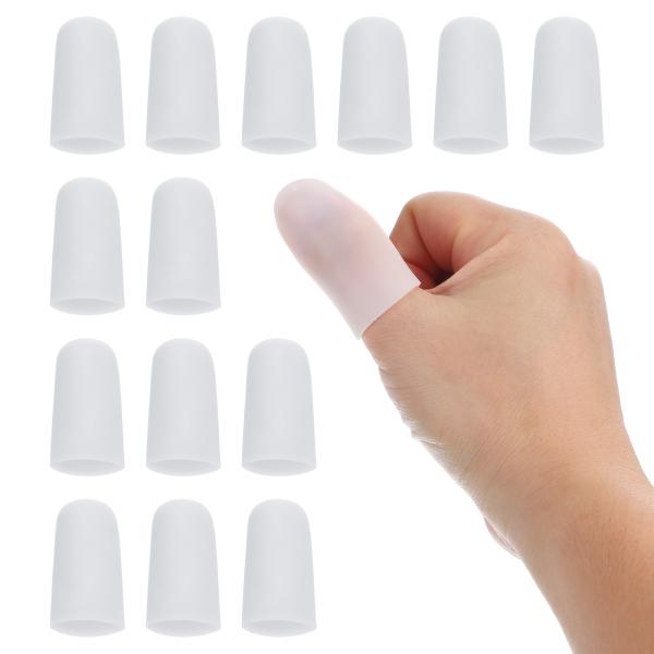 【本商品は海外出荷】お届けは通常20-30日を頂いております。カラー：ホワイト、素材: シリコン、サイズ：40 x 20mm、パッキングリスト:14個 x シリコン指カバー利点：シリコン製のジェル指プロテクターは肌に潤いを与え、再利用可能で...