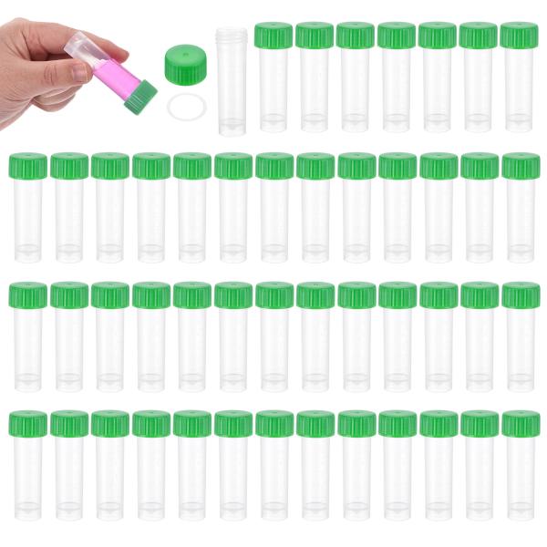 【本商品は海外出荷】お届けは通常20-30日を頂いております。キャップのカラー：緑；ボトルのカラー：透明；材料：PP（ポリプロピレン）；容量：5ml；ボトル口の外径：20mm；ボトルの高さ：57mm；全体サイズ：60x20mm（H*OD）；...