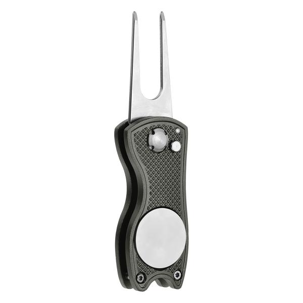 【本商品は海外出荷】お届けは通常20-30日を頂いております。カラー：グレー；素材：アルミニウム合金、ステンレス鋼；展開サイズ：11.5x3x1.3cm/4.5x1.2x0.5"（長さ×幅×厚さ）；梱包リスト：1個xゴルフディボットツール耐...