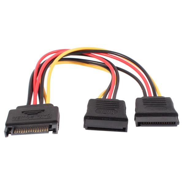 【本商品は海外出荷】お届けは通常20-30日を頂いております。製品名：S ATA電源ケーブル、コネクタタイプ：S ATA15ピンオスーデュアルメス材料（外部）：プラスチック;メインカラー：ブラック、レッド、イエロー全長：20cm純重量：25...