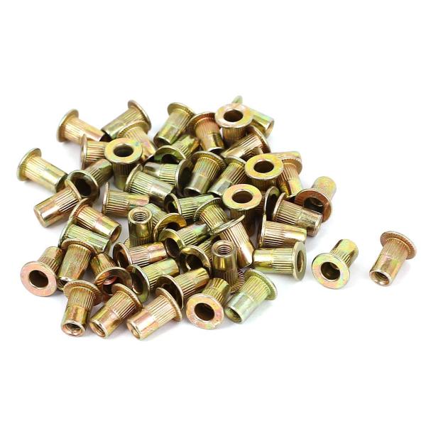 【本商品は海外出荷】お届けは通常20-30日を頂いております。ねじサイズ：M3;商品名：リベットナット、材質：炭素鋼、亜鉛メッキ重量：41グラム。パッケージ内容：リベットナット50個入り (+/-2%) メインカラー：ブロンズトーン。フラン...