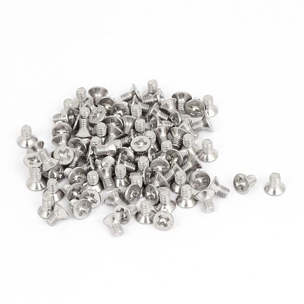 【本商品は海外出荷】お届けは通常20-30日を頂いております。メインカラー:シルバートン; スレッドピッチ: 0.5mm; 全長: (L) 5mm頭部直径: (D) 5mm; ヘッド高: (t) 2mm; ヘッドスタイル：フラットヘッド;材...