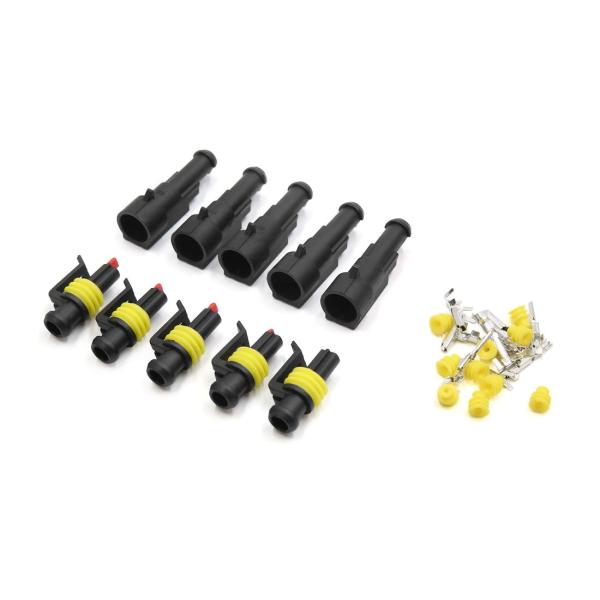 【本商品は海外出荷】お届けは通常20-30日を頂いております。製品名：防水コネクタ；材質：プラスチック、金属パッケージ内容：5セットｘ防水コネクタ；カラー：ブラック、イエロー、シルバートーンバッテリー含む：ない； ピン数：1適合：オスコネク...