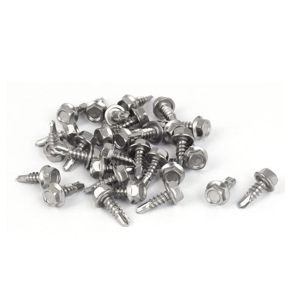 【本商品は海外出荷】お届けは通常20-30日を頂いております。ヘッドスタイル: 六角ワッシャーヘッド; 材質: 410ステンレス鋼; パッケージ内容: 30 x 自己穿孔ねじ製品名: 自己穿孔ねじ; スレッドサイズ: D: M4.2 (#8...