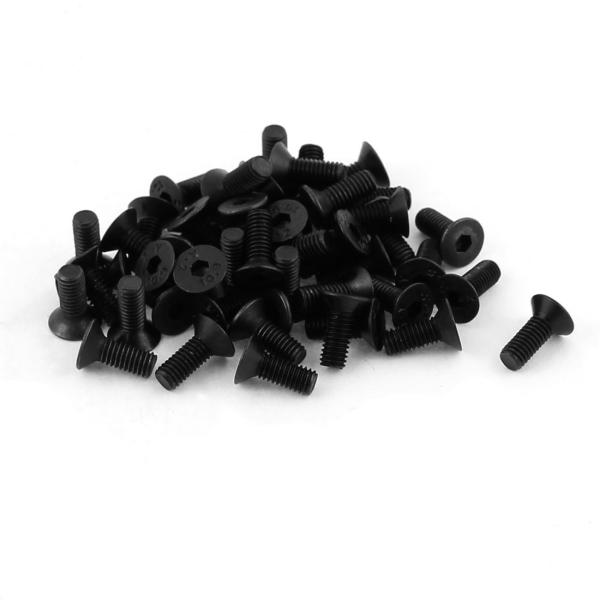 【本商品は海外出荷】お届けは通常20-30日を頂いております。;材質：金属;正味重量：25gパッケージ内容：50（+/- 2％）x六角ソケットフラットヘッド皿ネジ;メインカラー：ブラック;ヘッドサイズ（dk）：6mm（D）スレッドサイズ（D...