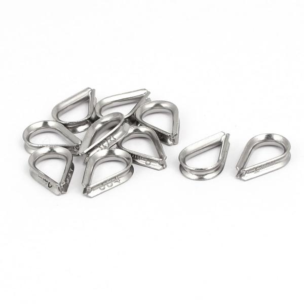 【本商品は海外出荷】お届けは通常20-30日を頂いております。標準サイズ：2mm ;内部サイズ：15 x 7mm（長*最大幅）主材料：304ステンレス鋼; パッケージ内容：ワイヤーロープシンブル10個入り製品名：ワイヤーロープシンブル 重量...